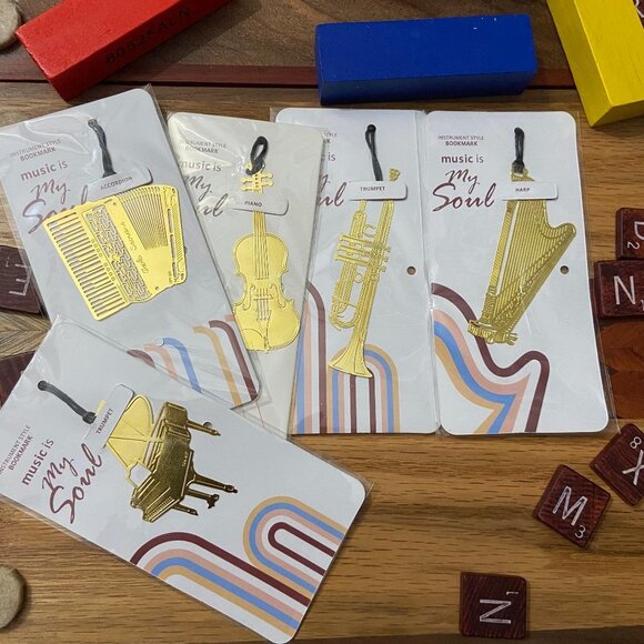 Art | 5 Pack Musical Styled Golden Bookmarks | Poshmark